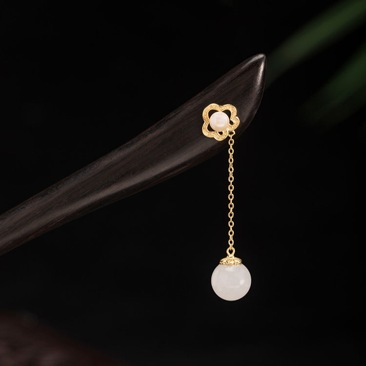 Handmade Wooden Hair Stick with Jade Pendant - The Hair Sticks